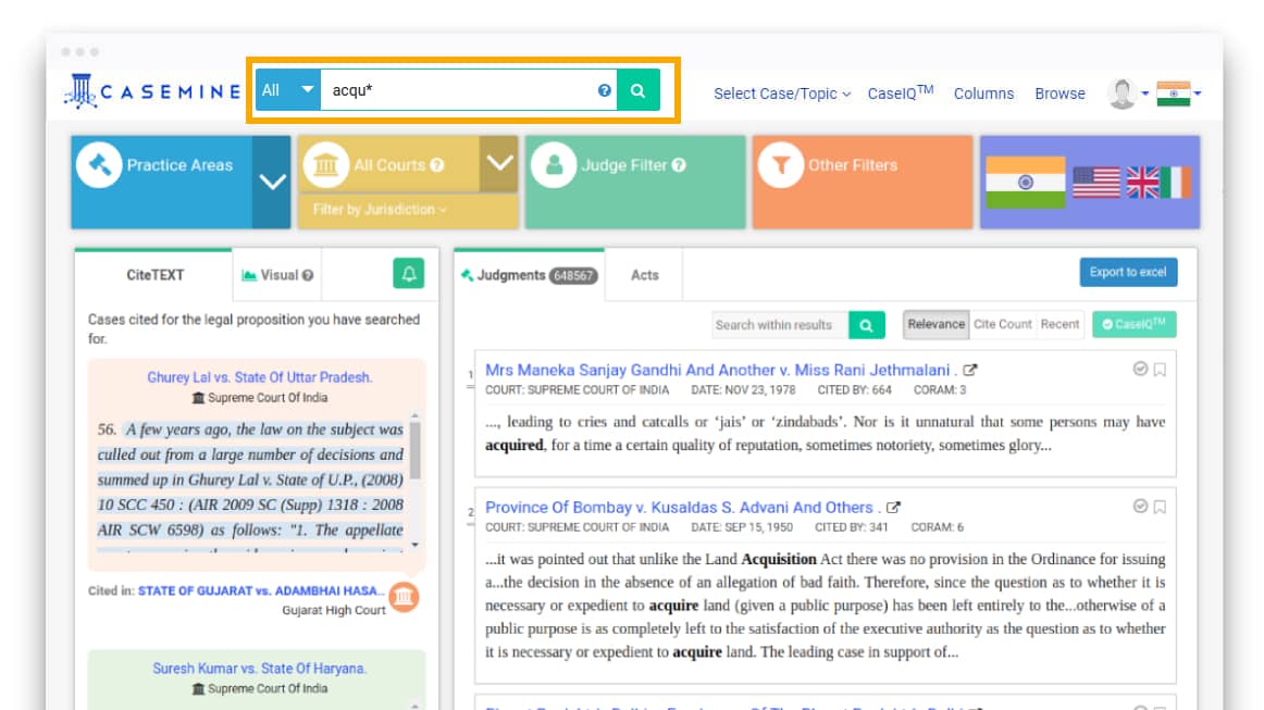 Search Queries Help | CaseMine